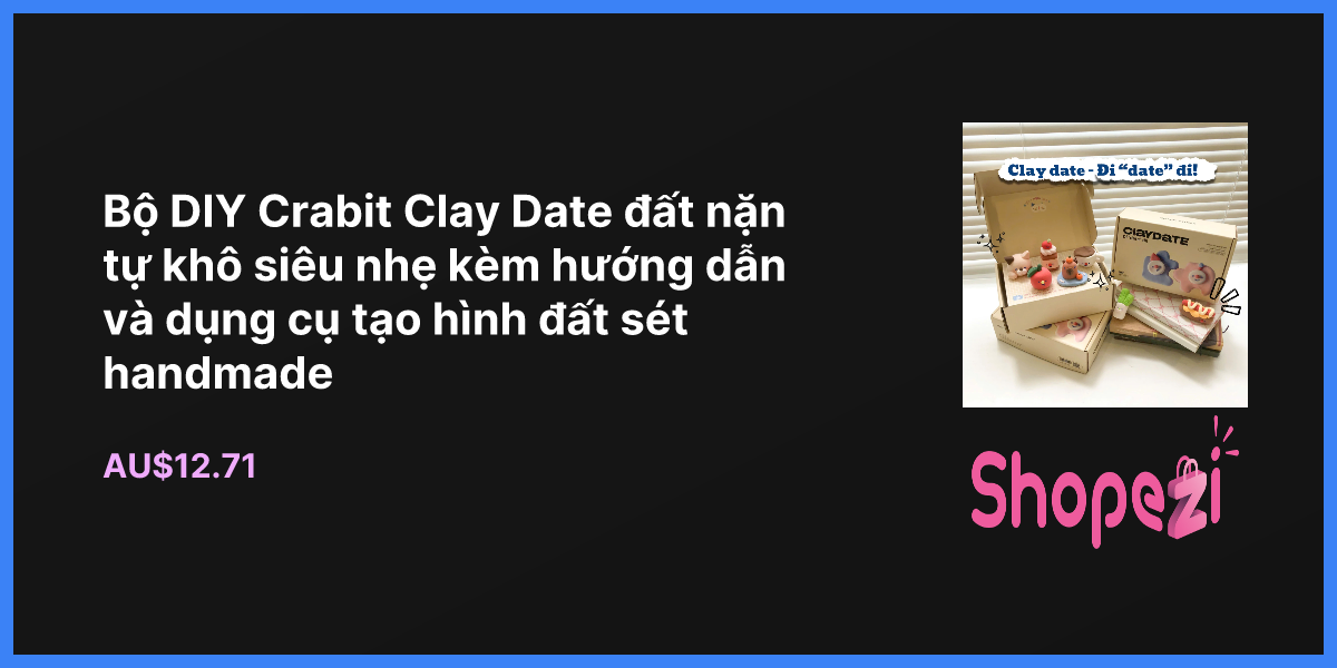 Bộ DIY Crabit Clay Date đất nặn tự khô siêu nhẹ kèm hướng dẫn và dụng ...